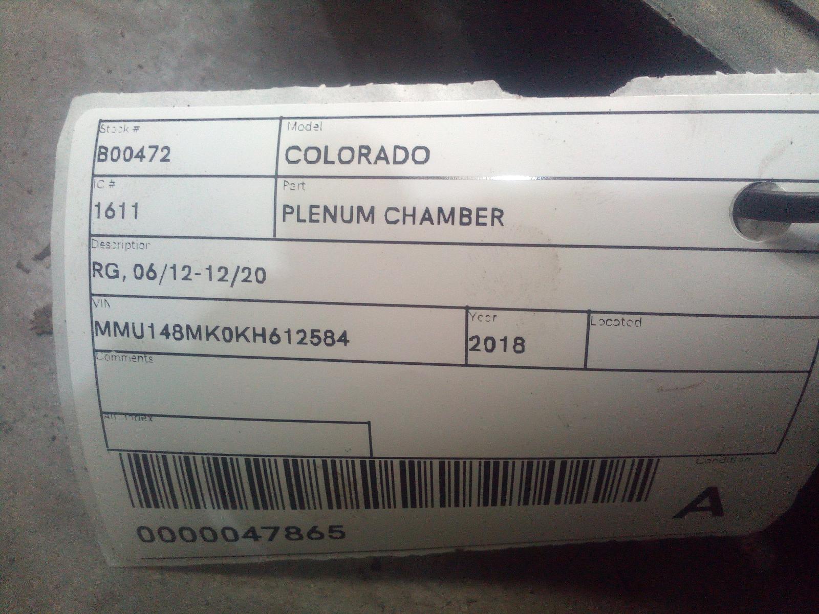 Plenum Chamber Colorado Holden 2018