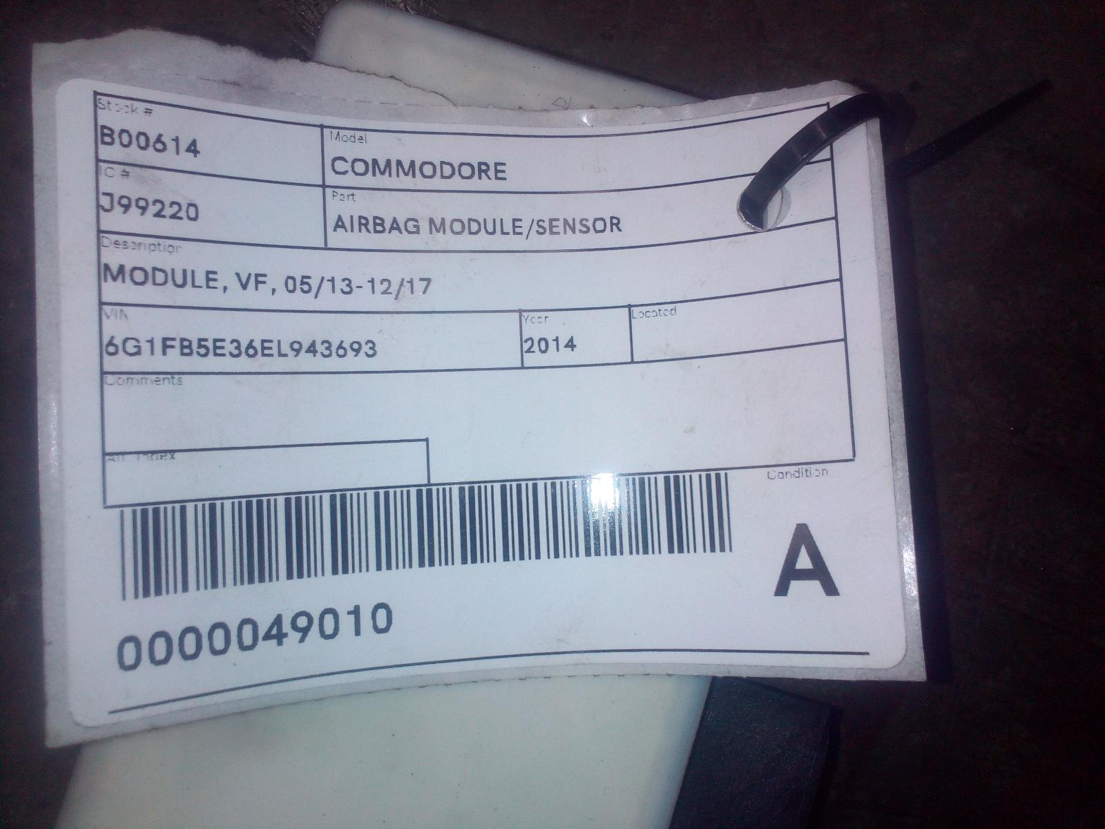 Airbag Module Sensor Commodore Holden 2014