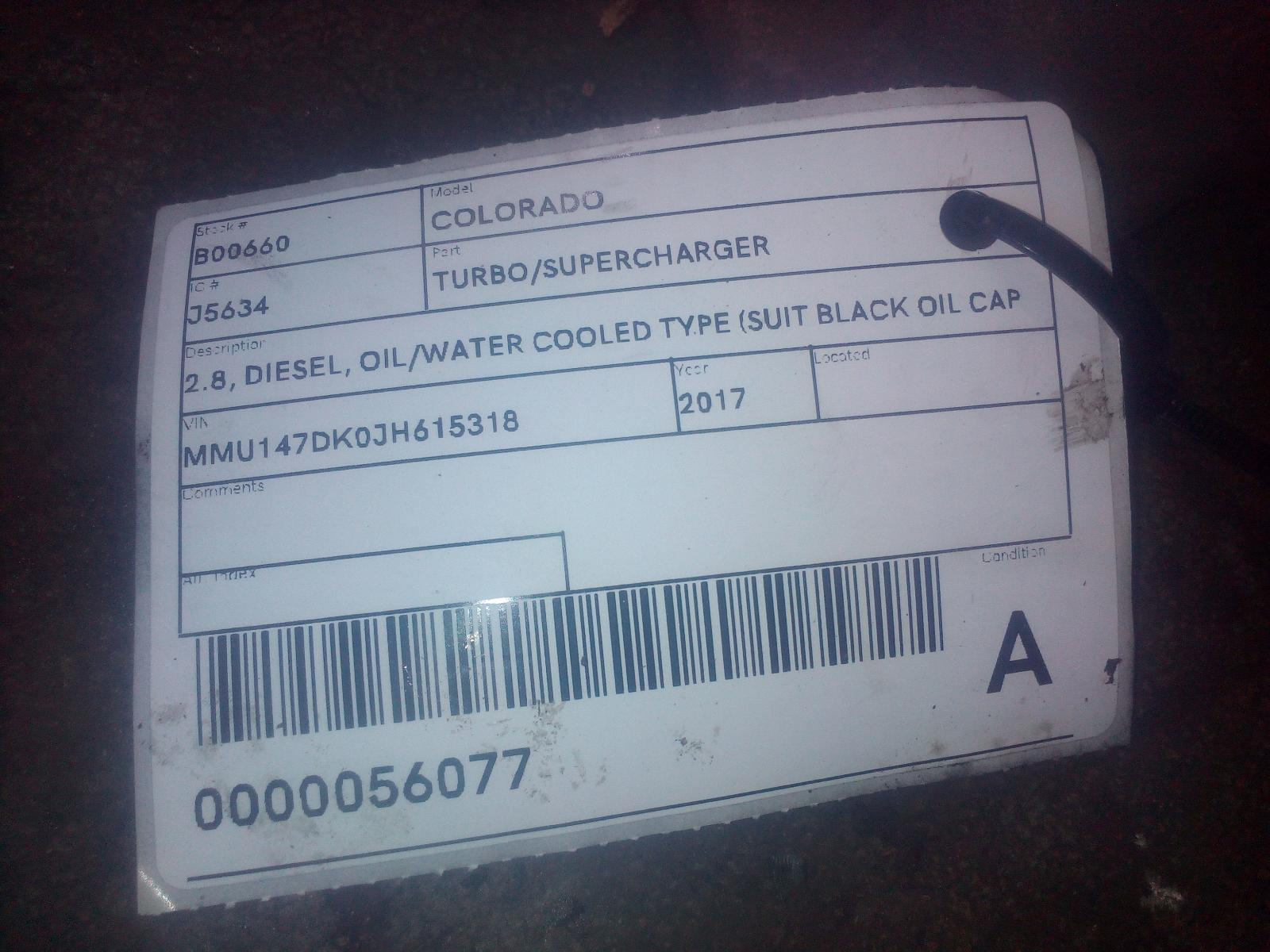 Turbo Supercharger Colorado Holden 2017